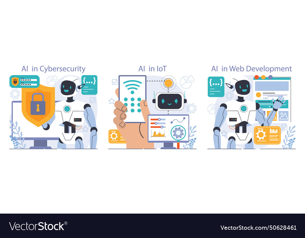 Ai integration set artificial intelligence Vector Image