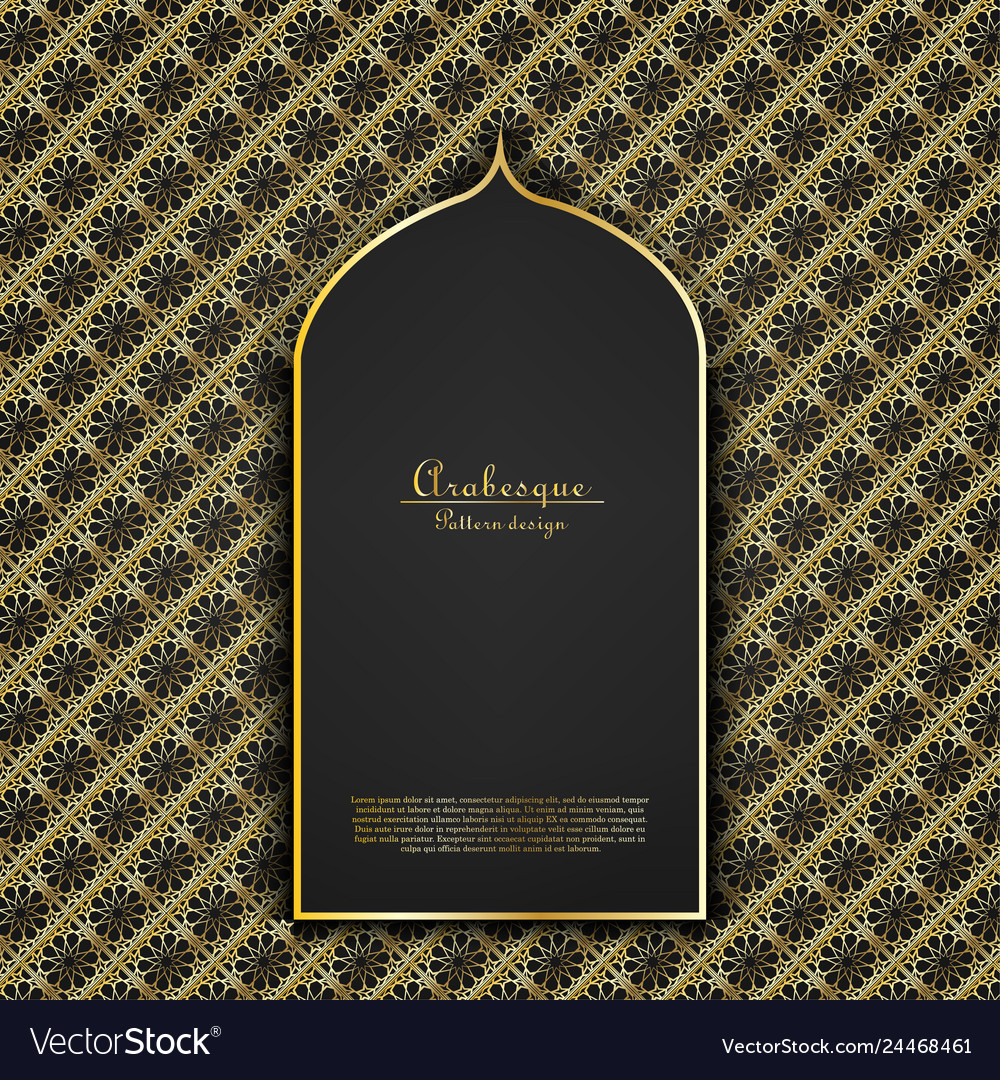 Arabesque gold pattern background arch template Vector Image