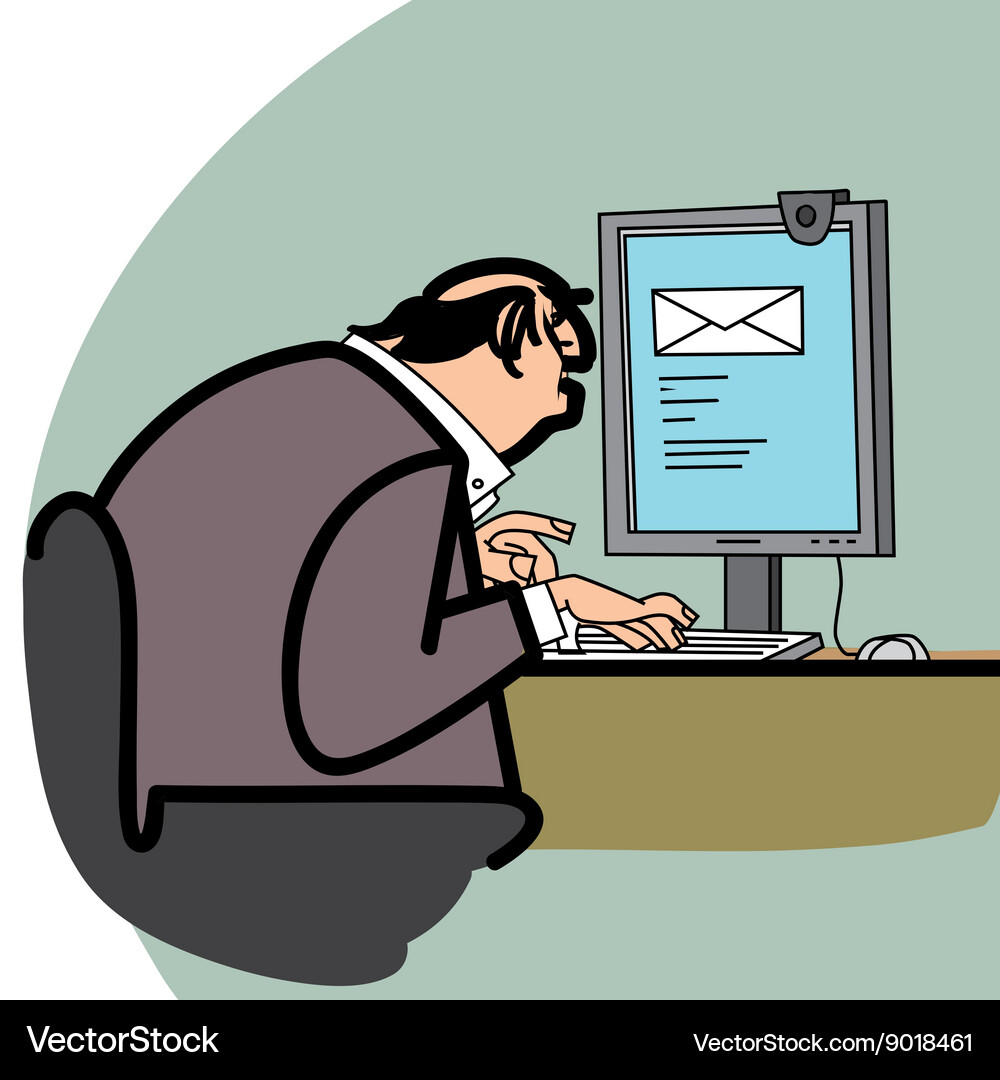 Businessman and a letter in the computer Vector Image