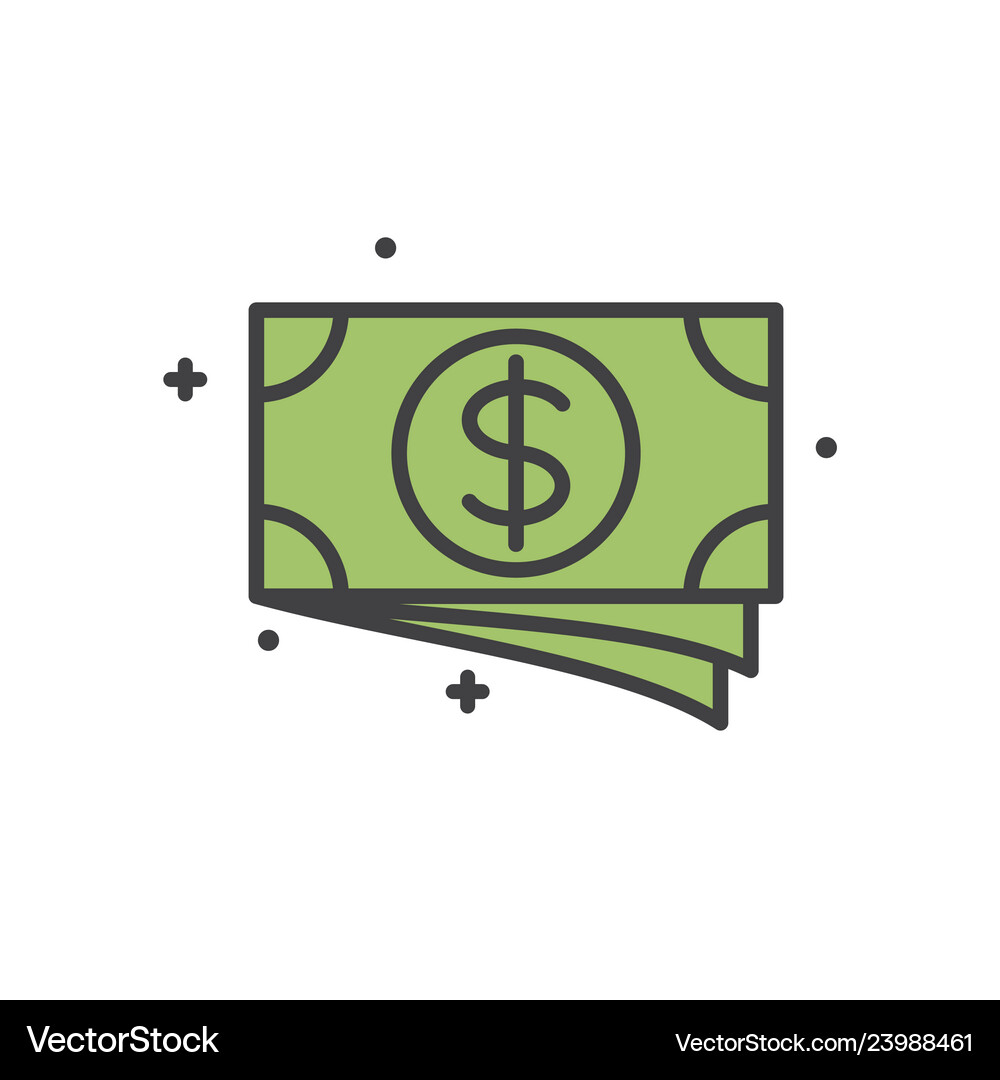 Cash dollar line icon on white background Vector Image