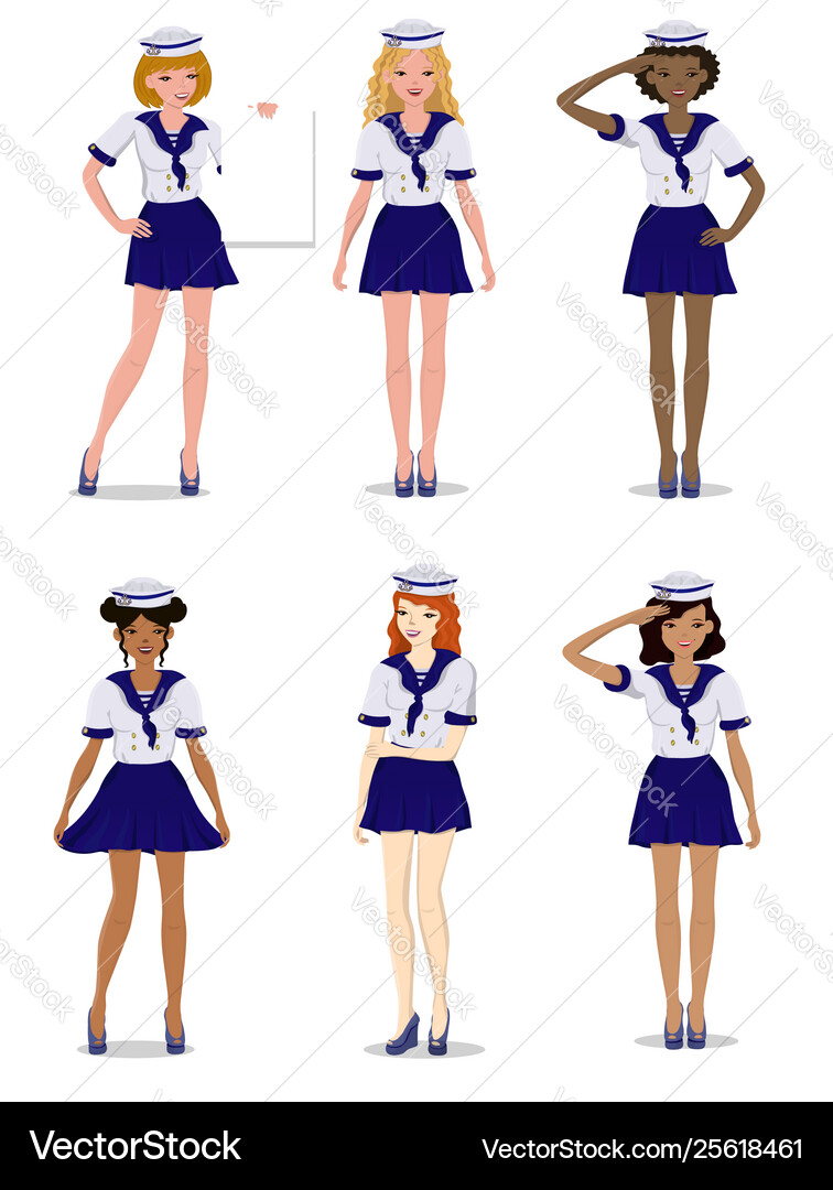 Collection beautiful girls in form Royalty Free Vector Image