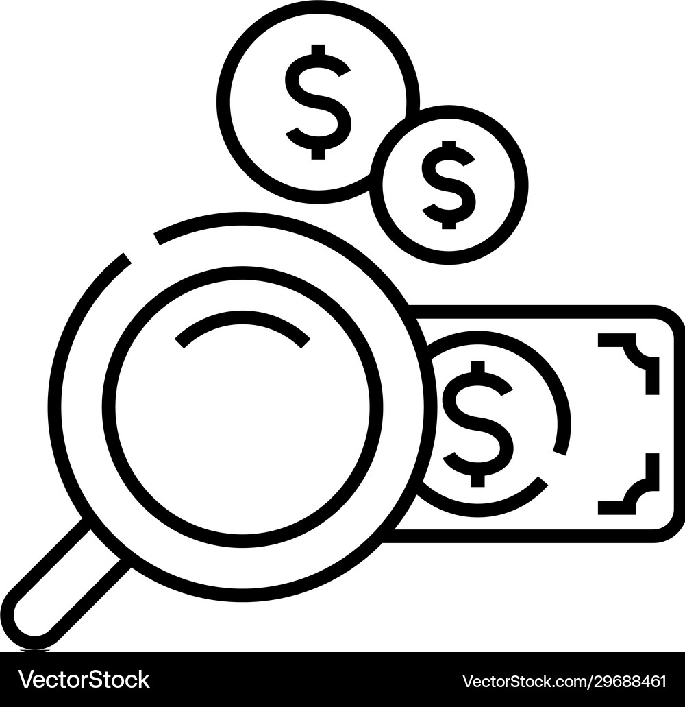 Financial control line icon concept sign outline Vector Image