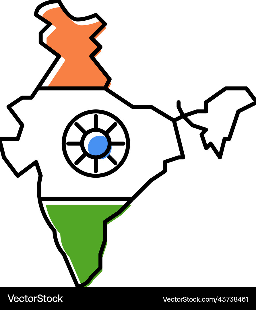 India country map flag color icon Royalty Free Vector Image