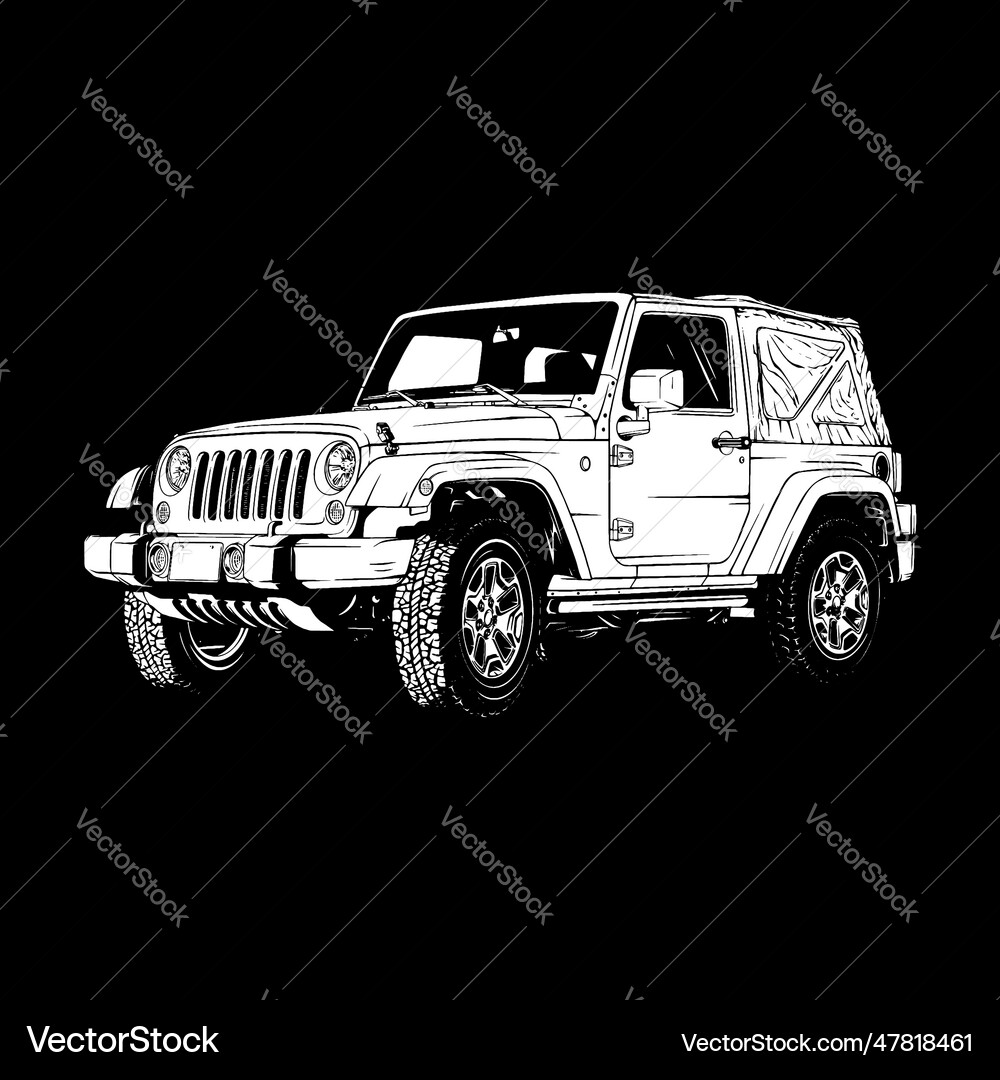 Jeep car art 4x4 line Royalty Free Vector Image