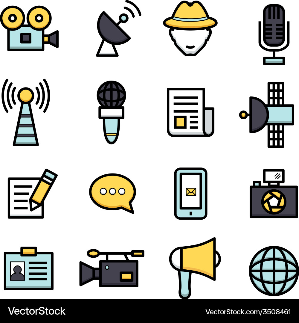 News reporter icons Royalty Free Vector Image - VectorStock