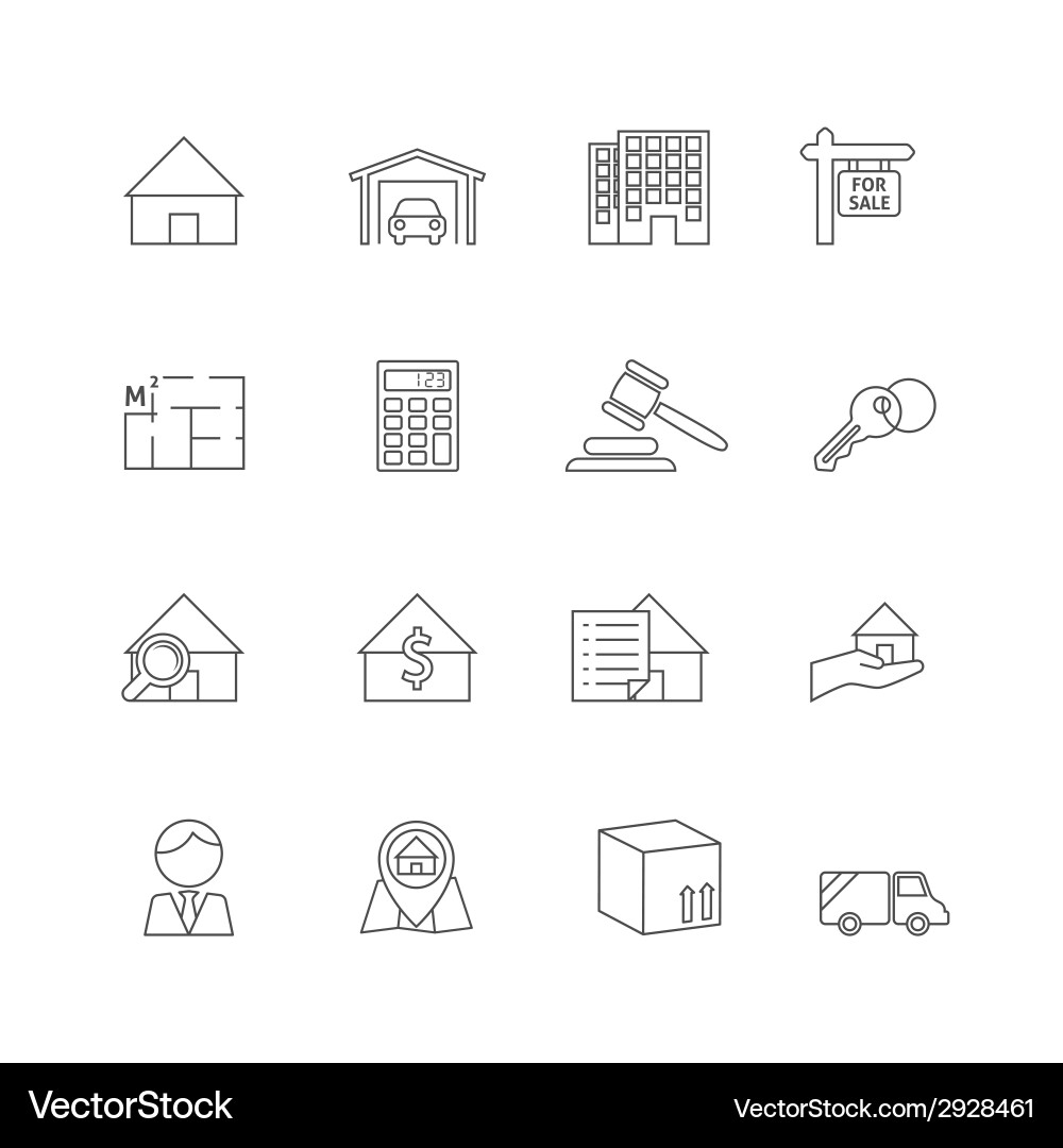 Real estate outline icons Royalty Free Vector Image