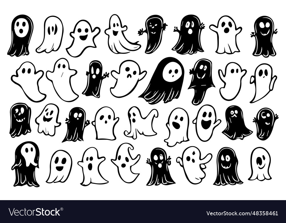 Set halloween ghosts and Royalty Free Vector Image