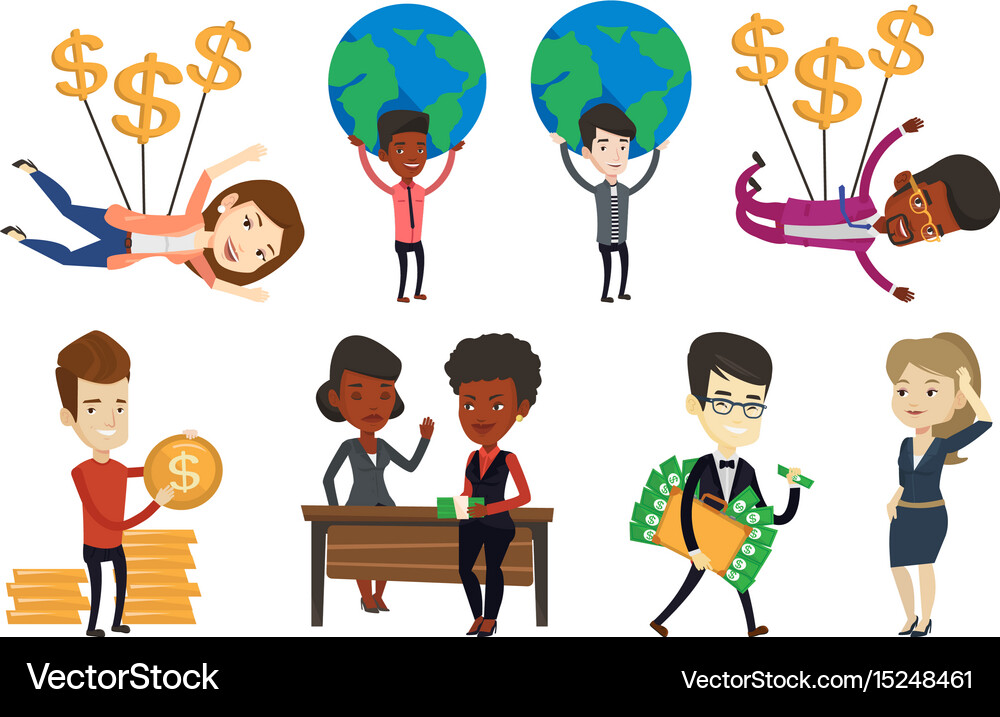Set of business characters Royalty Free Vector Image