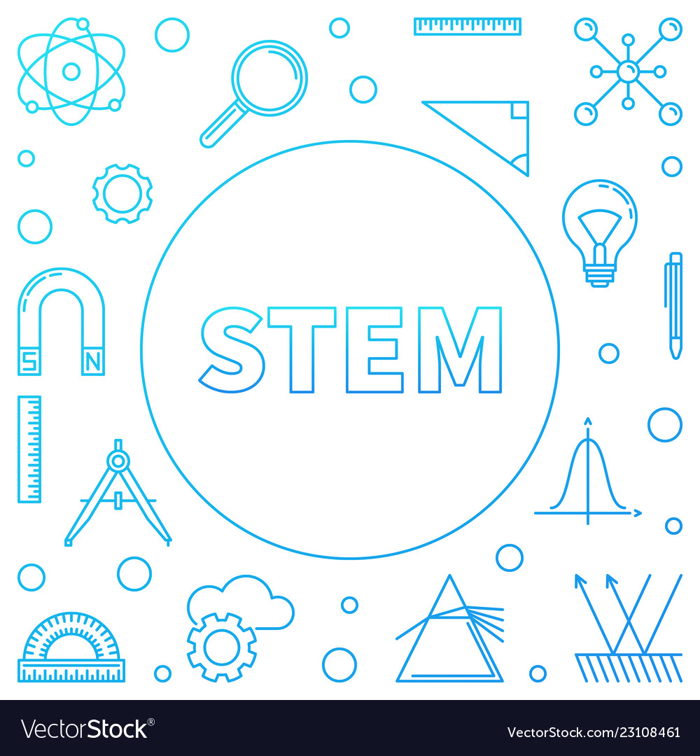 Stem blue square frame Royalty Free Vector Image