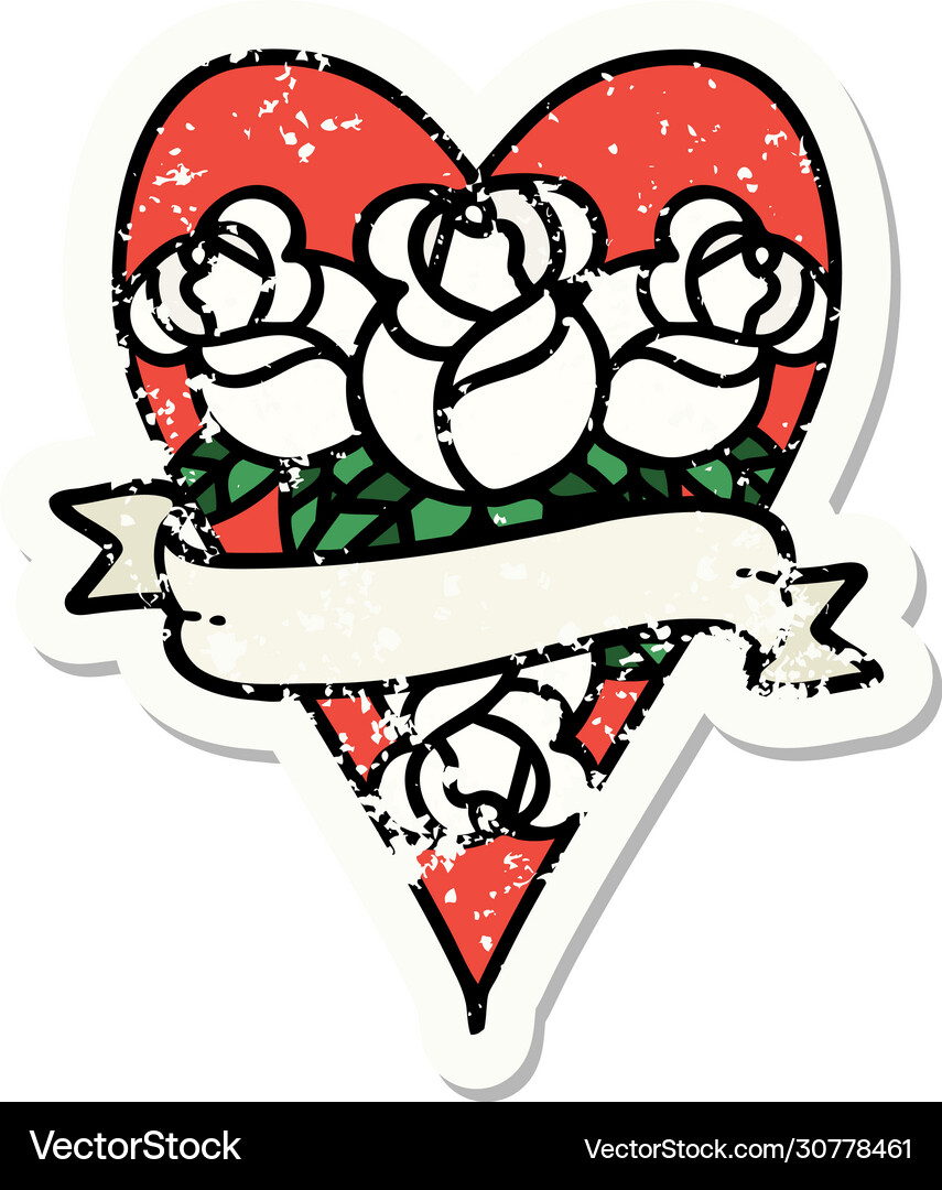 Traditional distressed sticker tattoo a heart Vector Image
