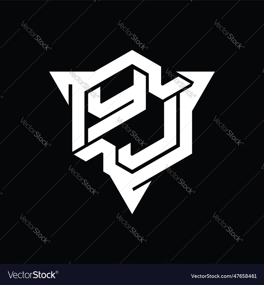 Yj logo monogram hexagon shape with triangle Vector Image