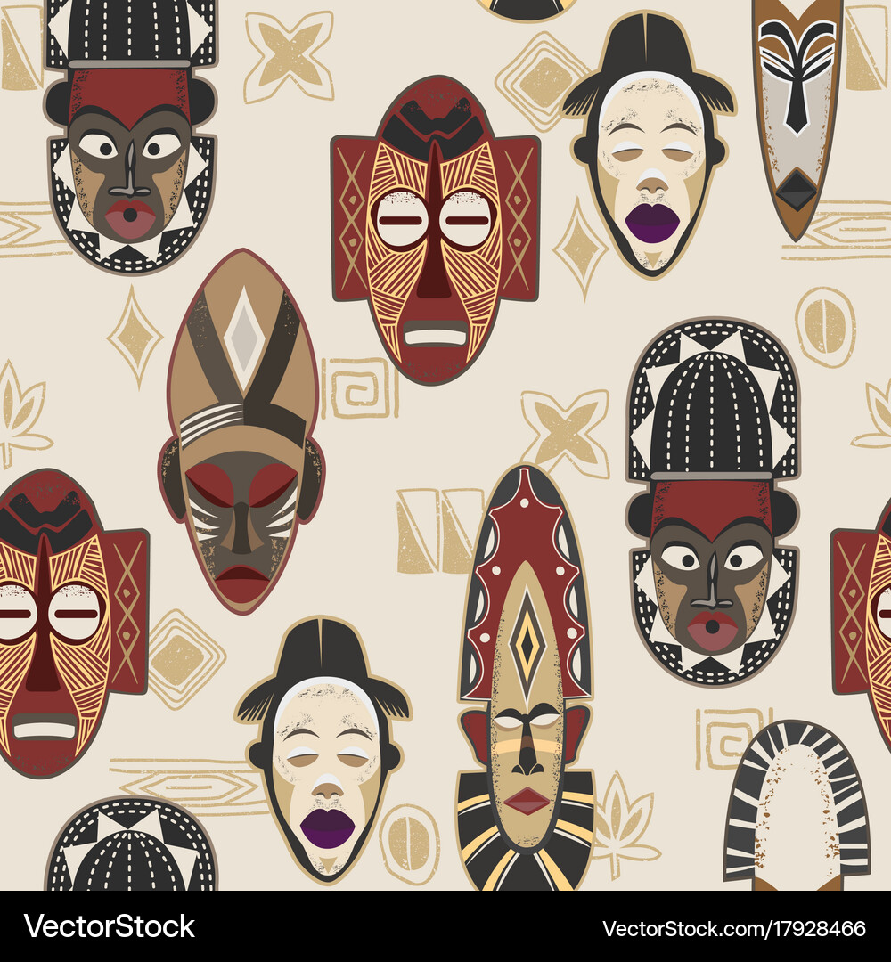 African mask pattern and the ethnic ornament Vector Image