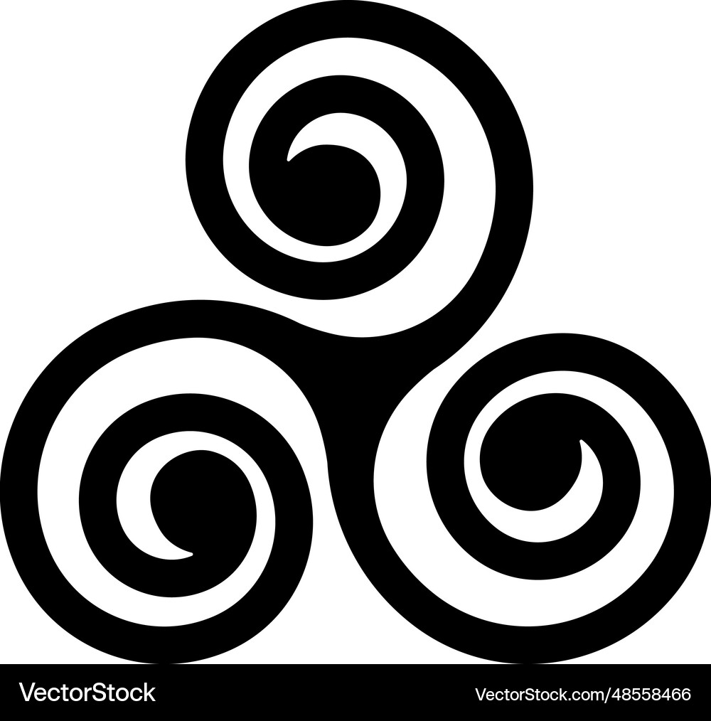 Black celtic triskelion spirals over white one Vector Image