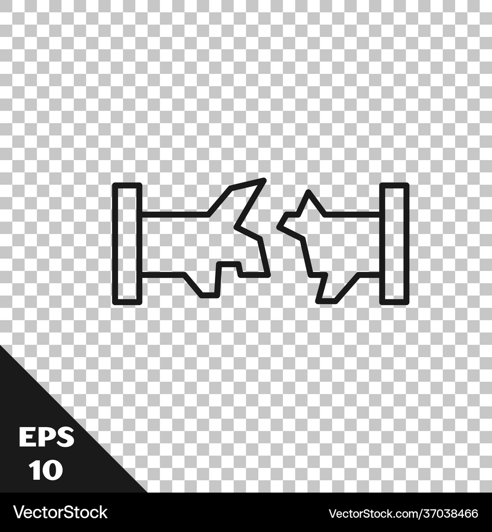 Black line broken metal pipe with leaking water Vector Image