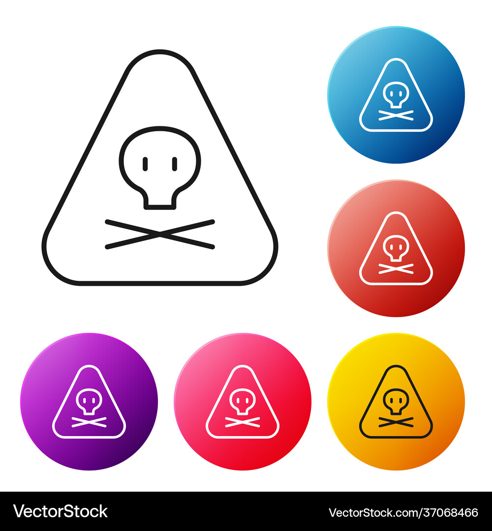 Black line triangle warning toxic icon isolated Vector Image