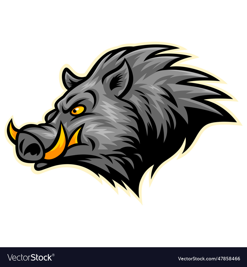 Boar wild hog head fangs logo design Royalty Free Vector