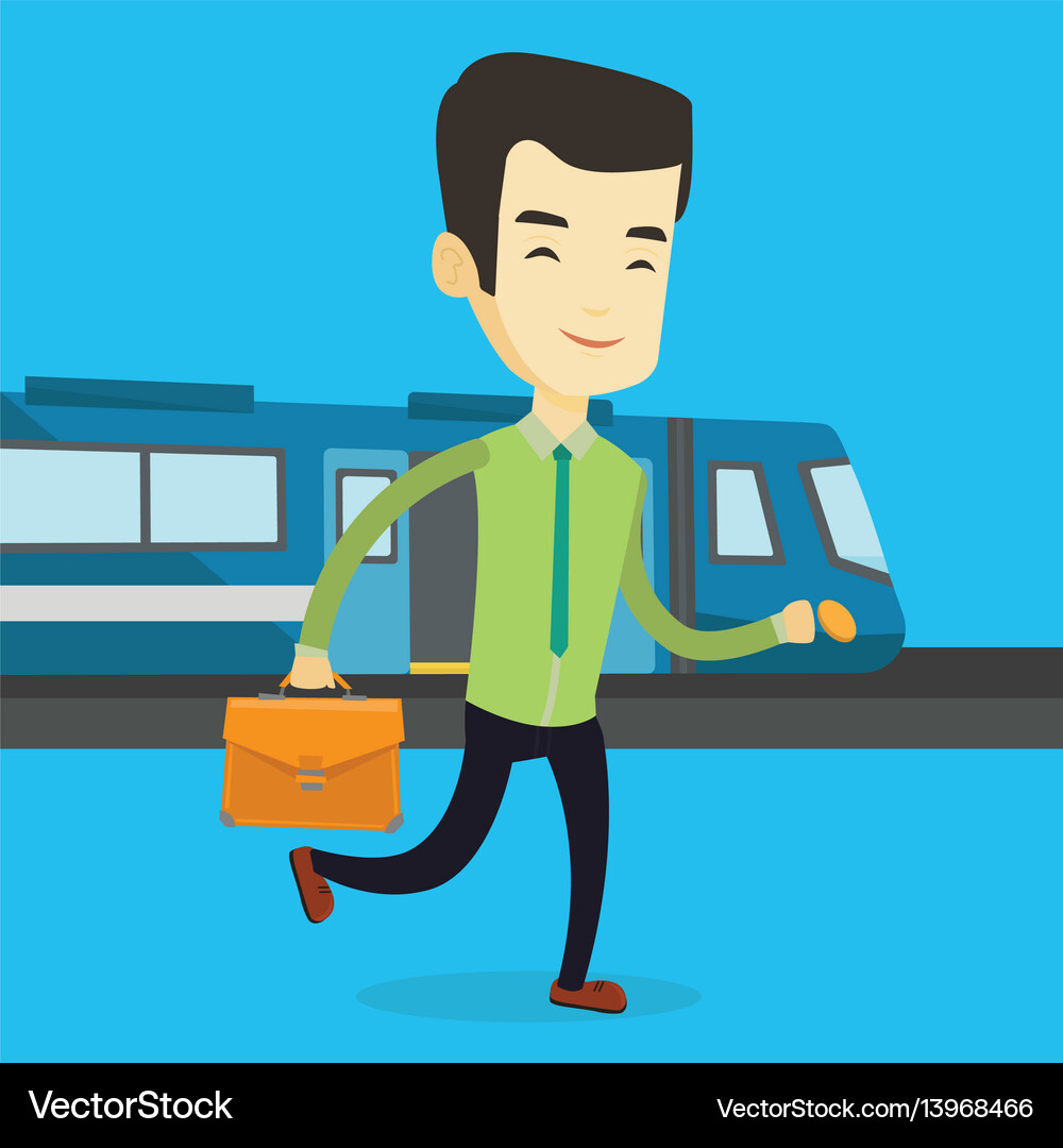 Business man at train station Royalty Free Vector Image