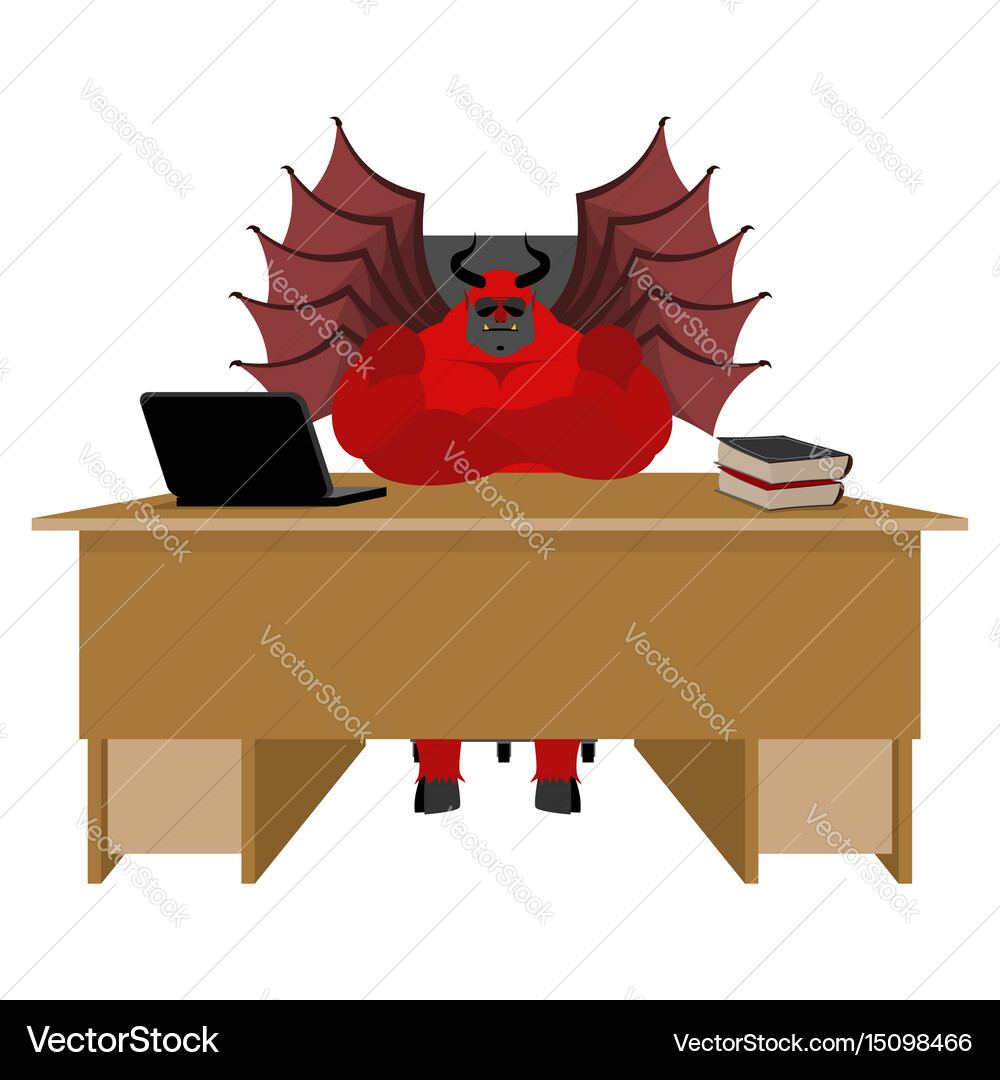 Devil of workplace satan boss sitting in office Vector Image