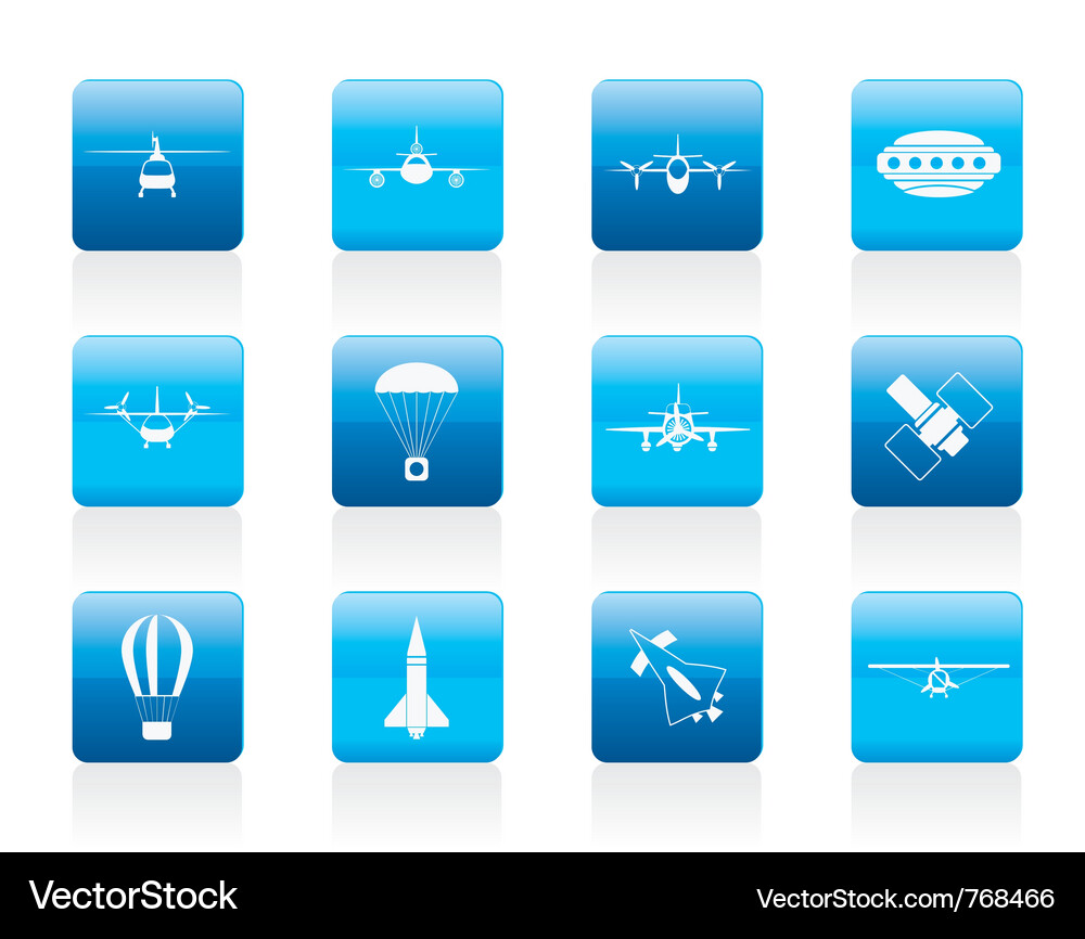 Different types of aircraft s and icon Royalty Free Vector