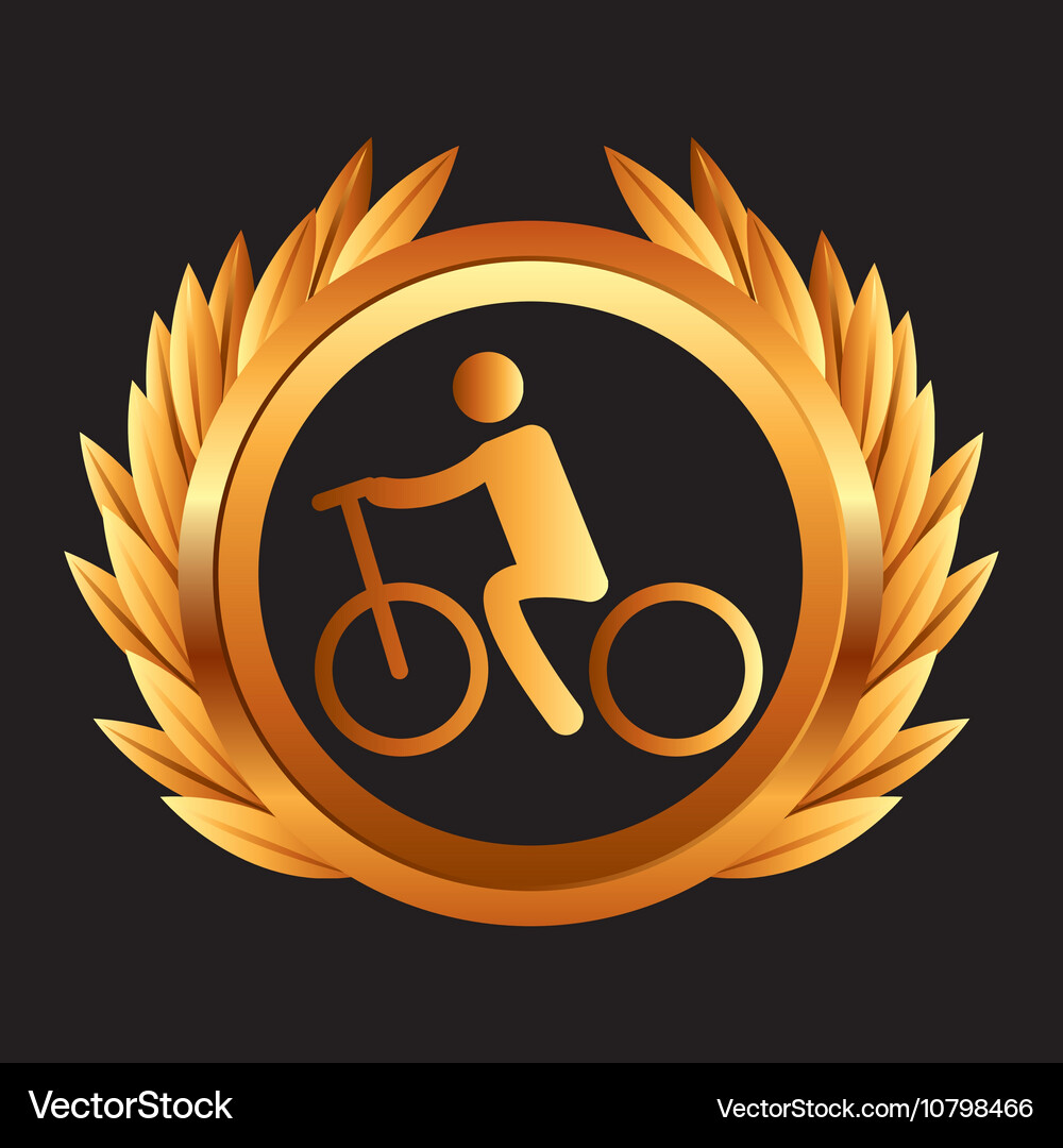 Gold emblem sport icon Royalty Free Vector Image