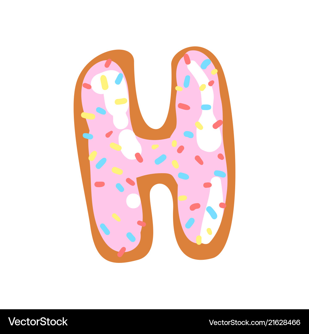 H letter in shape sweet glazed cookie Royalty Free Vector