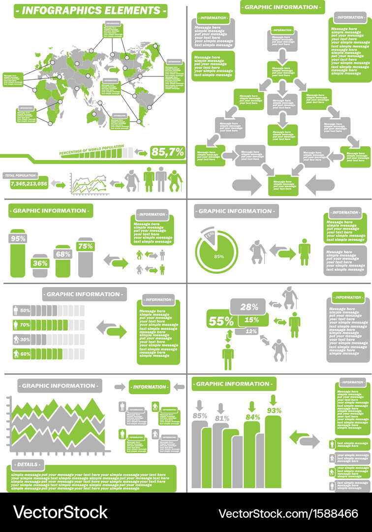 Infographic demographics green 11 Royalty Free Vector Image