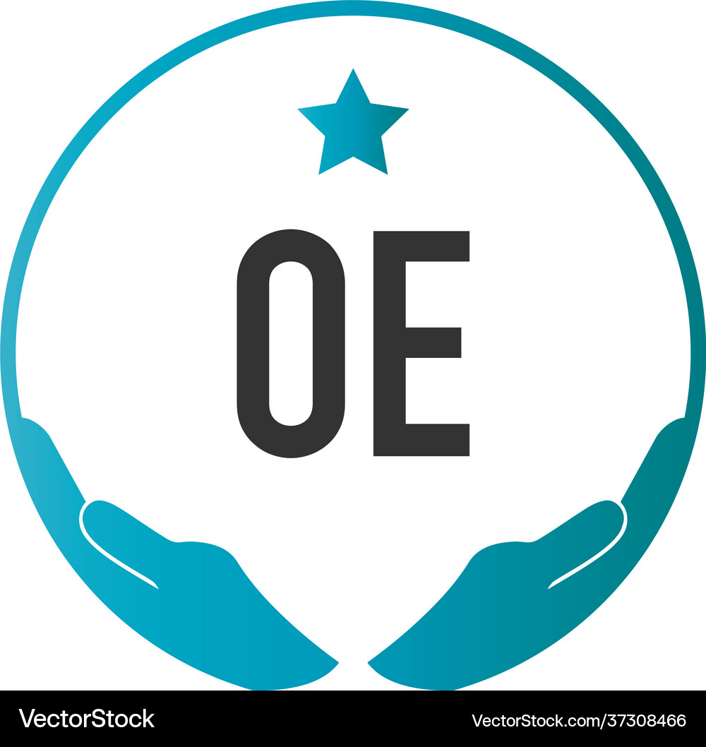 Initial letter oe hand care logo design template Vector Image