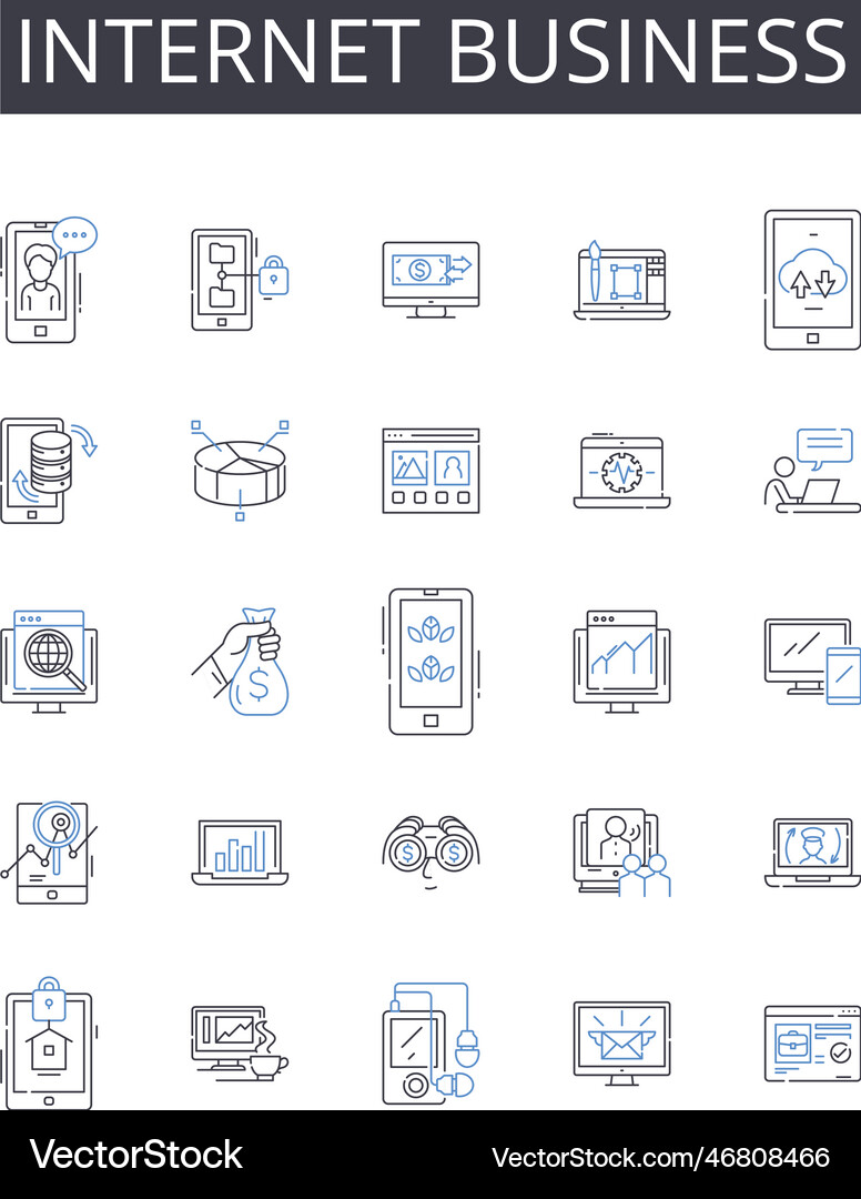 Internet business line icons collection Royalty Free Vector