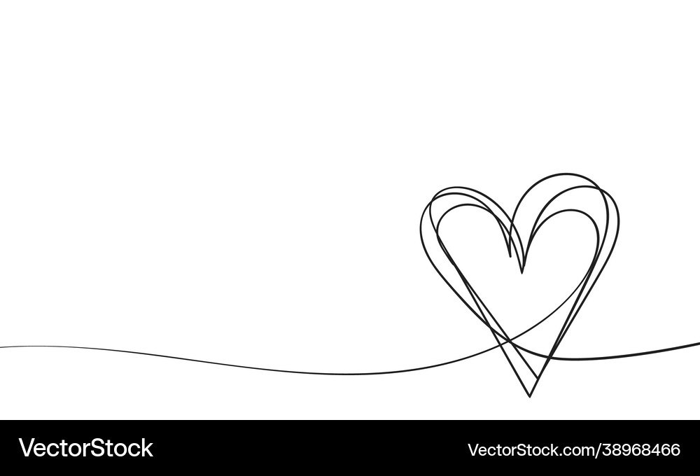 One line drawing heart hand drawn minimalist Vector Image