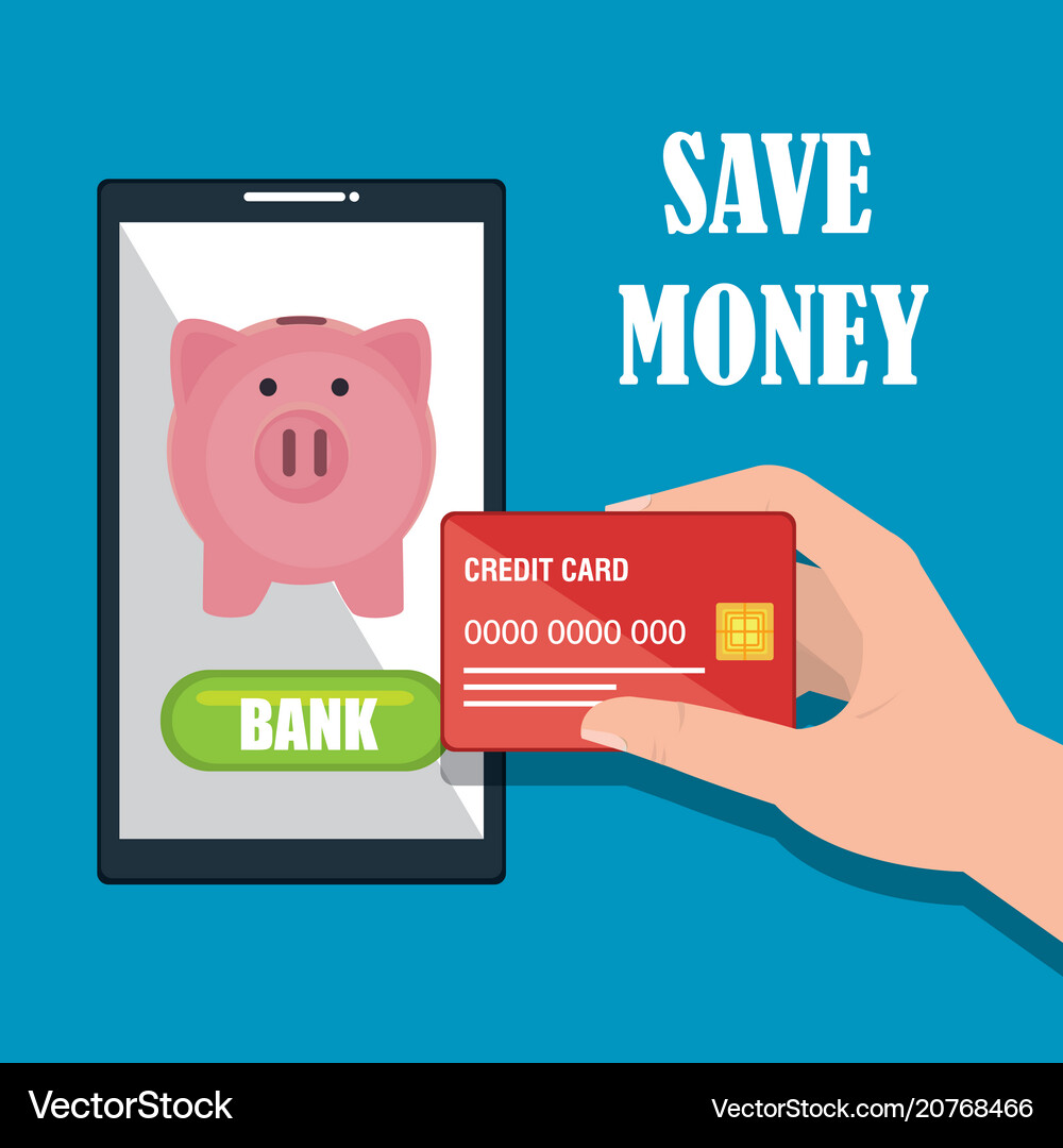 Save money on line with smartphone Royalty Free Vector Image