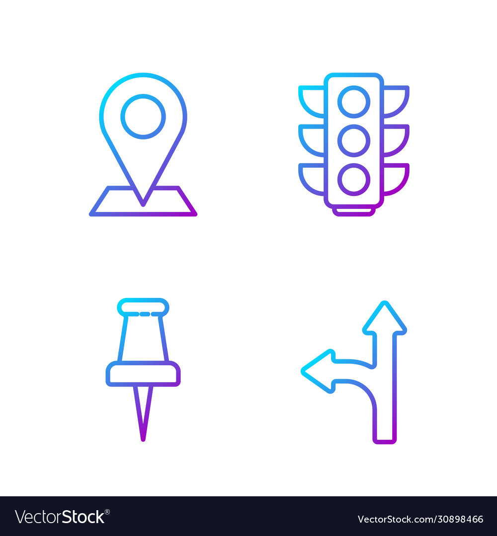 Set line road traffic sign push pin location Vector Image Set line road traffic sign push pin location Vector Image