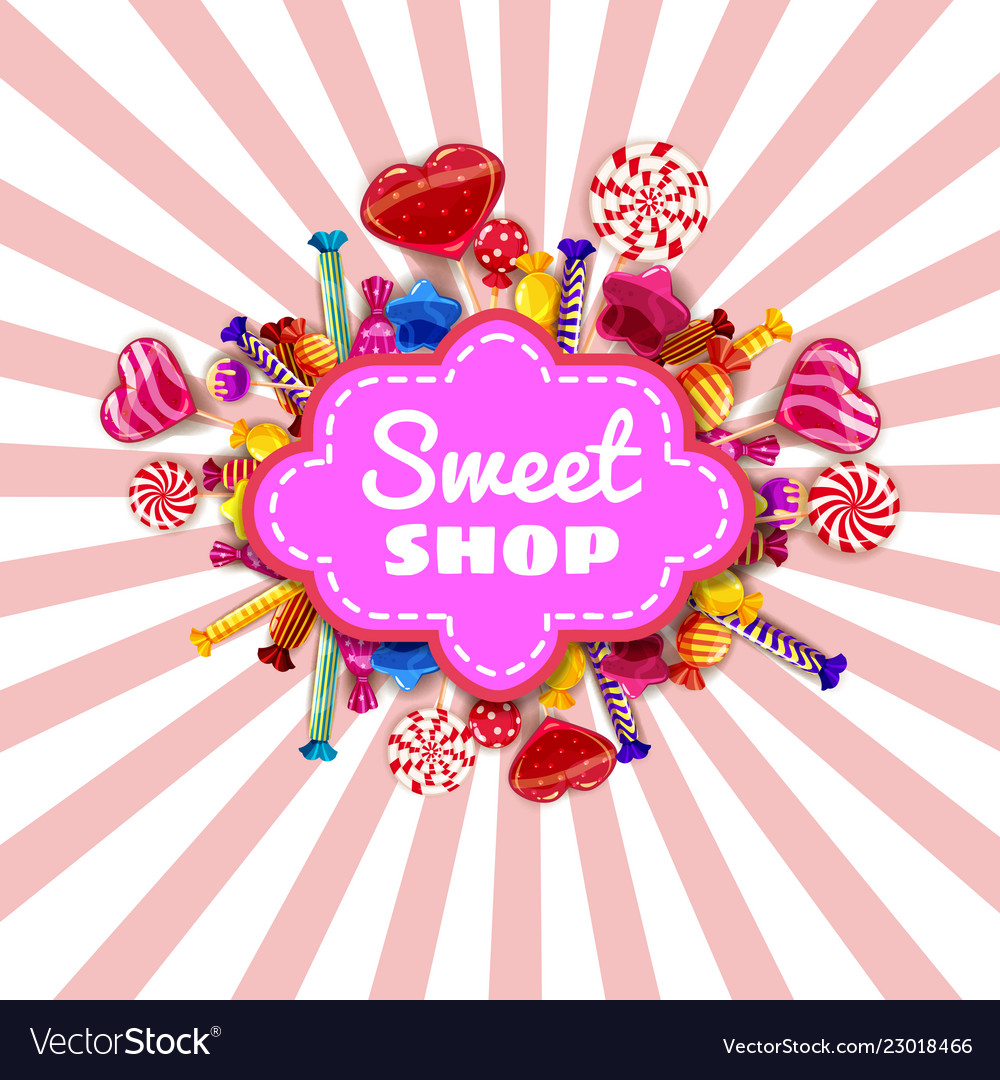 Sweet shop candy template set of different colors Vector Image