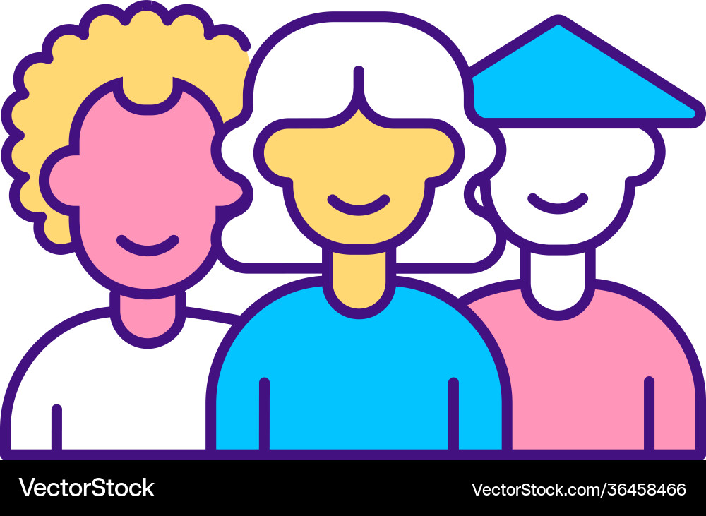 Tmt diversity rgb color icon Royalty Free Vector Image