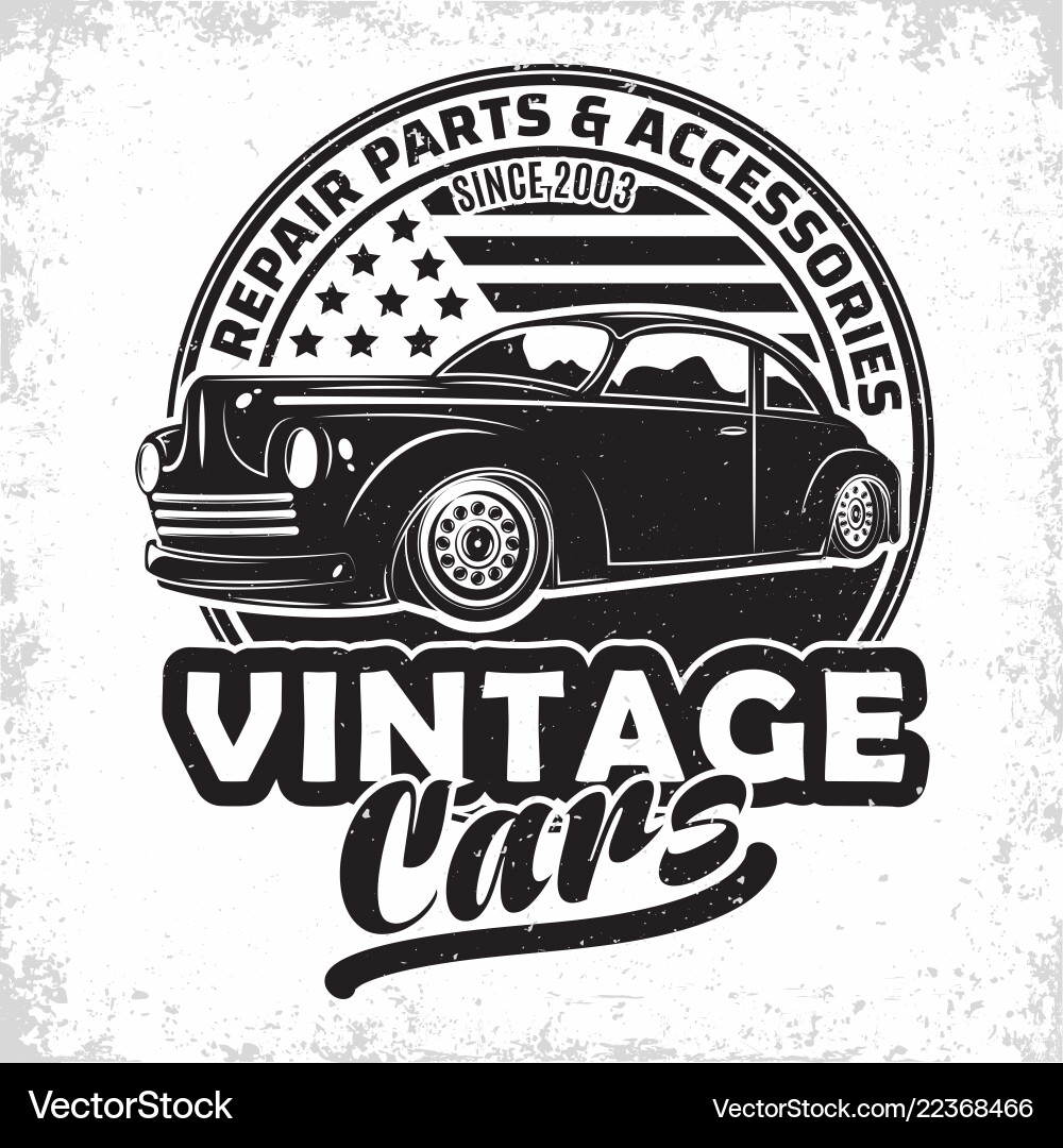 Vintage hot rod emblem design Royalty Free Vector Image