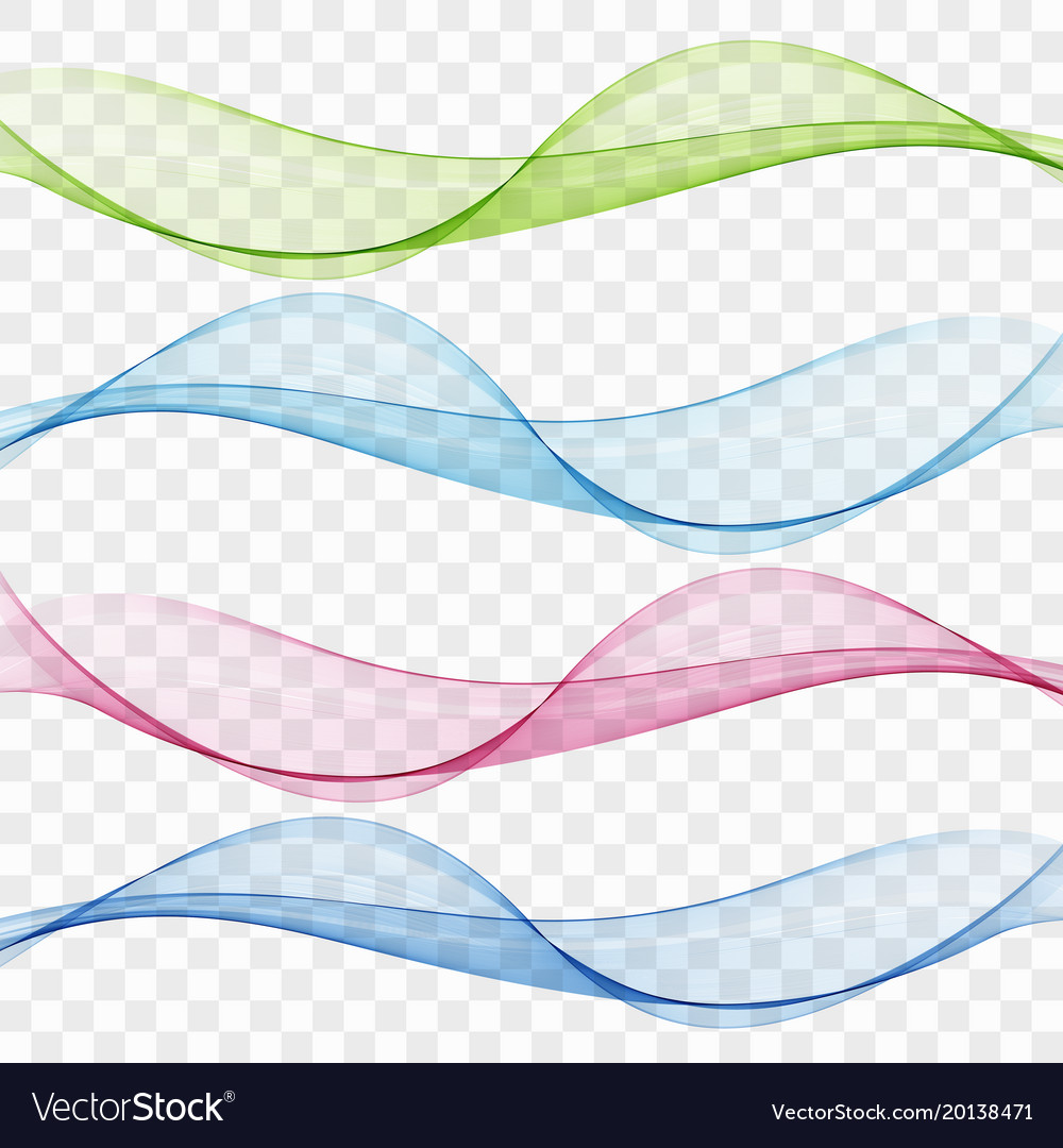 Abstract smooth color wave set Royalty Free Vector Image