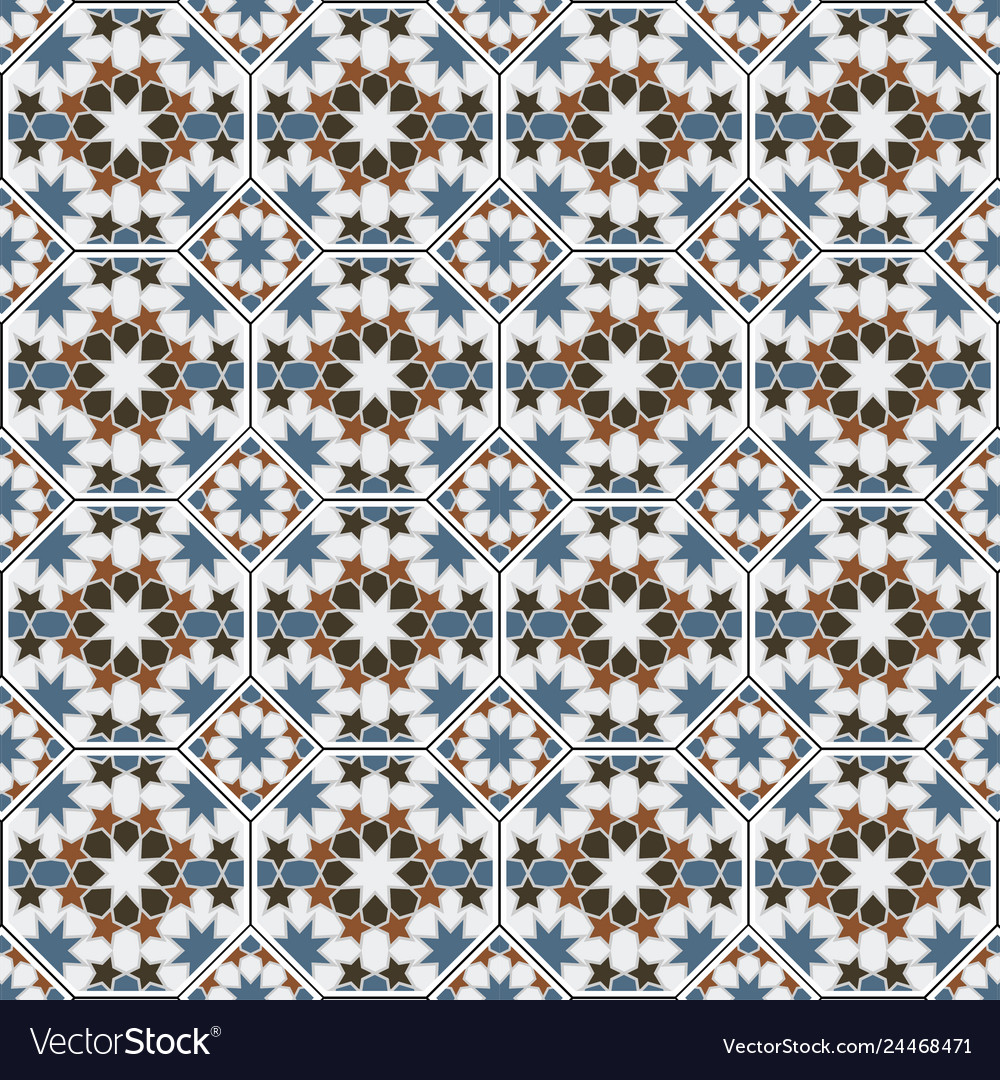 Arabesque octagonal seamless pattern mosaic Vector Image