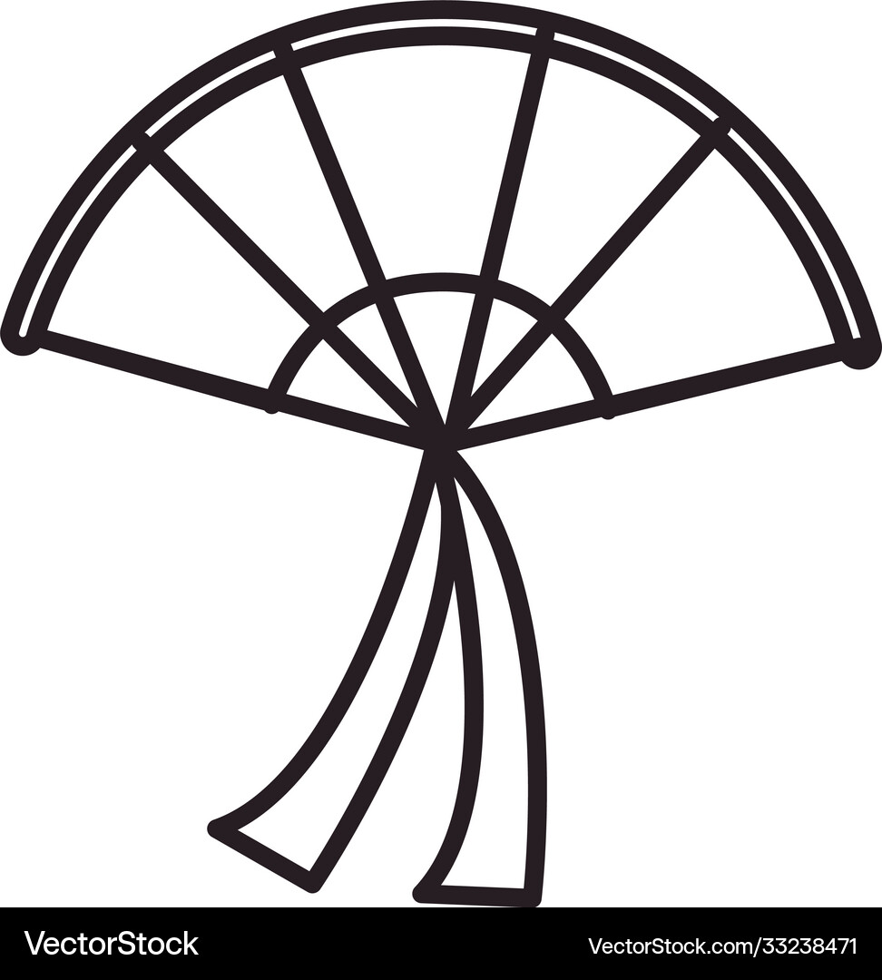 Chinese hand fan line style icon design Royalty Free Vector