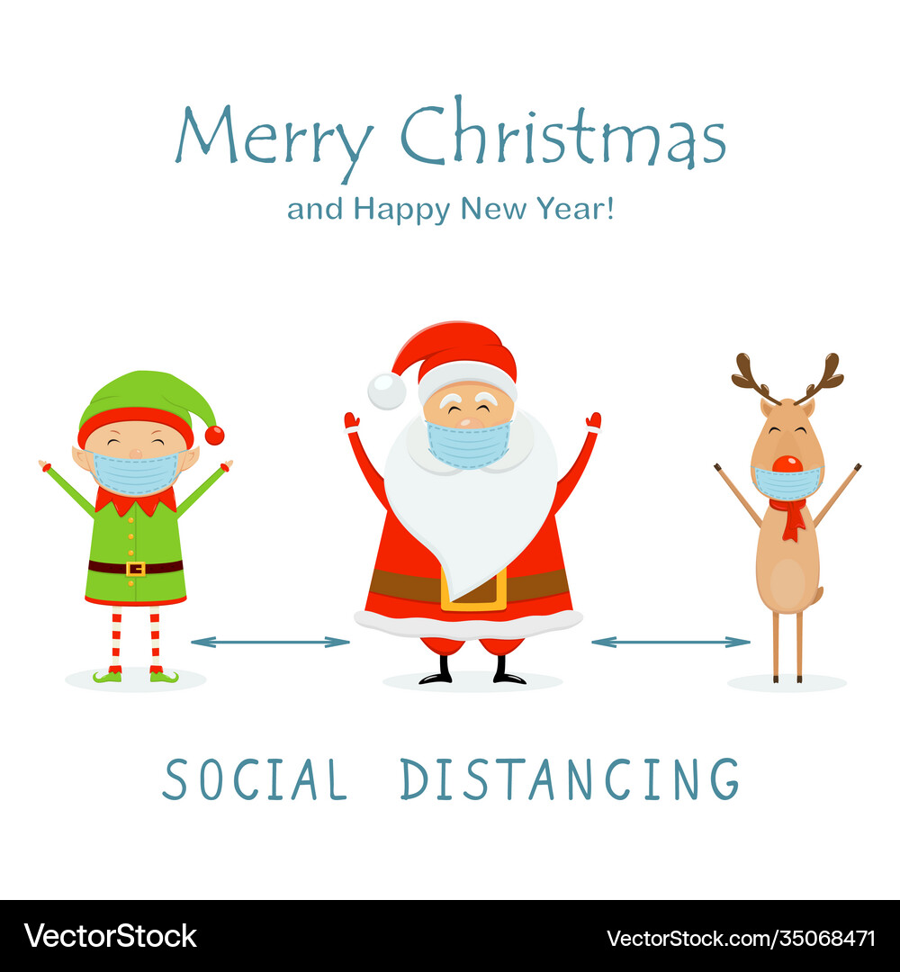 Christmas social distance Royalty Free Vector Image