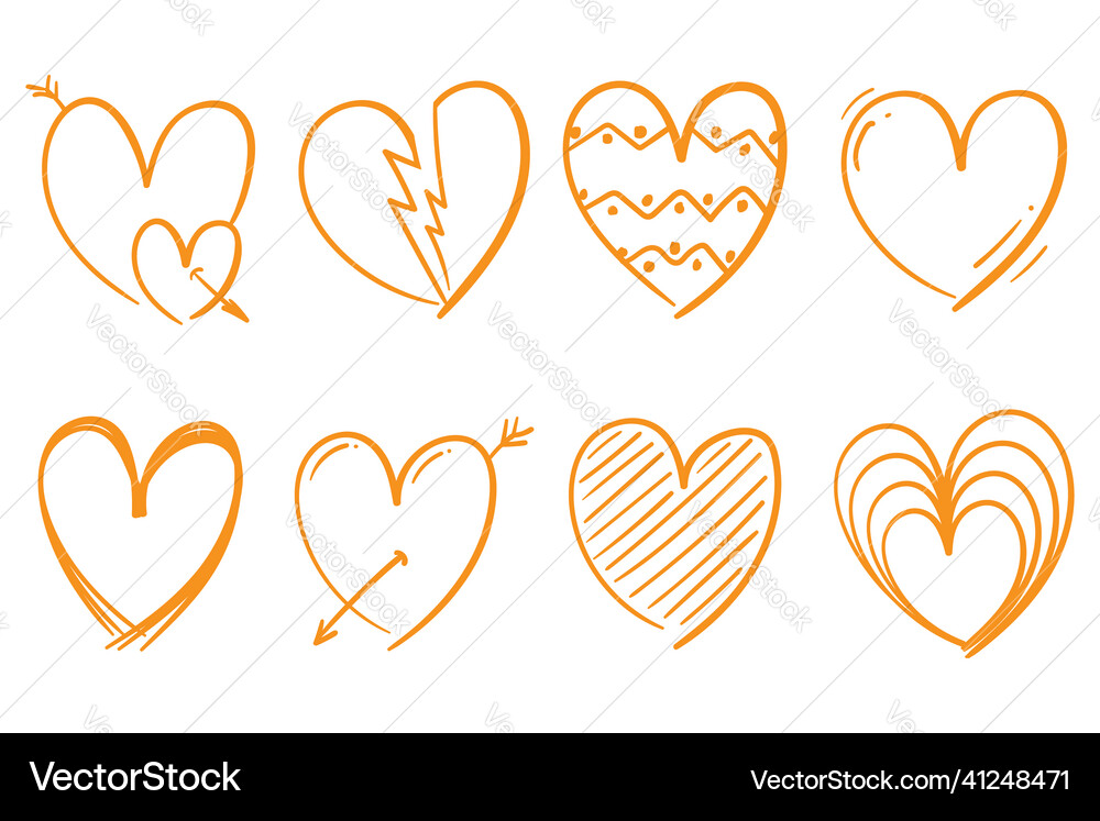 Collection of hand drawn hearts Royalty Free Vector Image