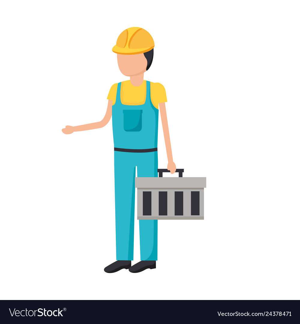 Construction worker with toolkit Royalty Free Vector Image