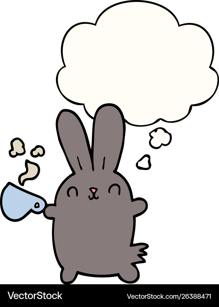 Cute cartoon rabbit with coffee cup and thought Vector Image