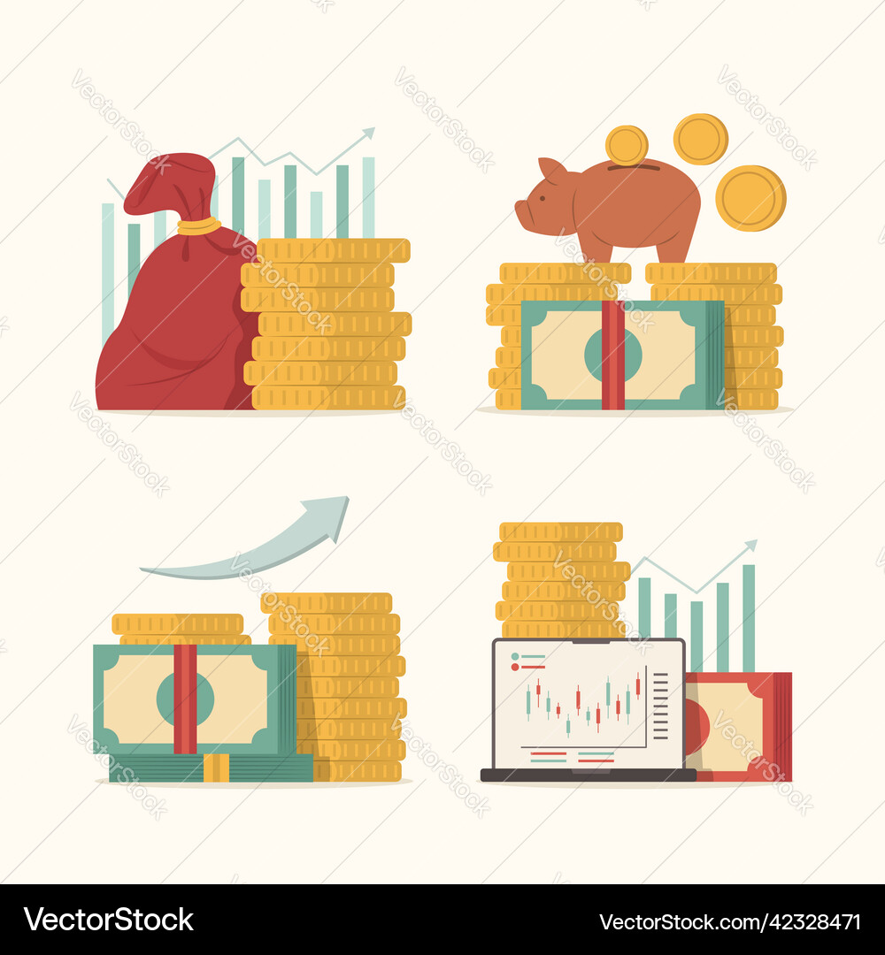 Fund thematic investment set Royalty Free Vector Image