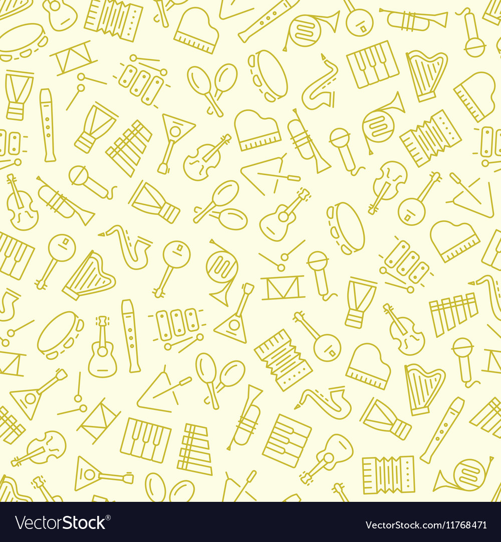 Music instruments seamless pattern Royalty Free Vector Image