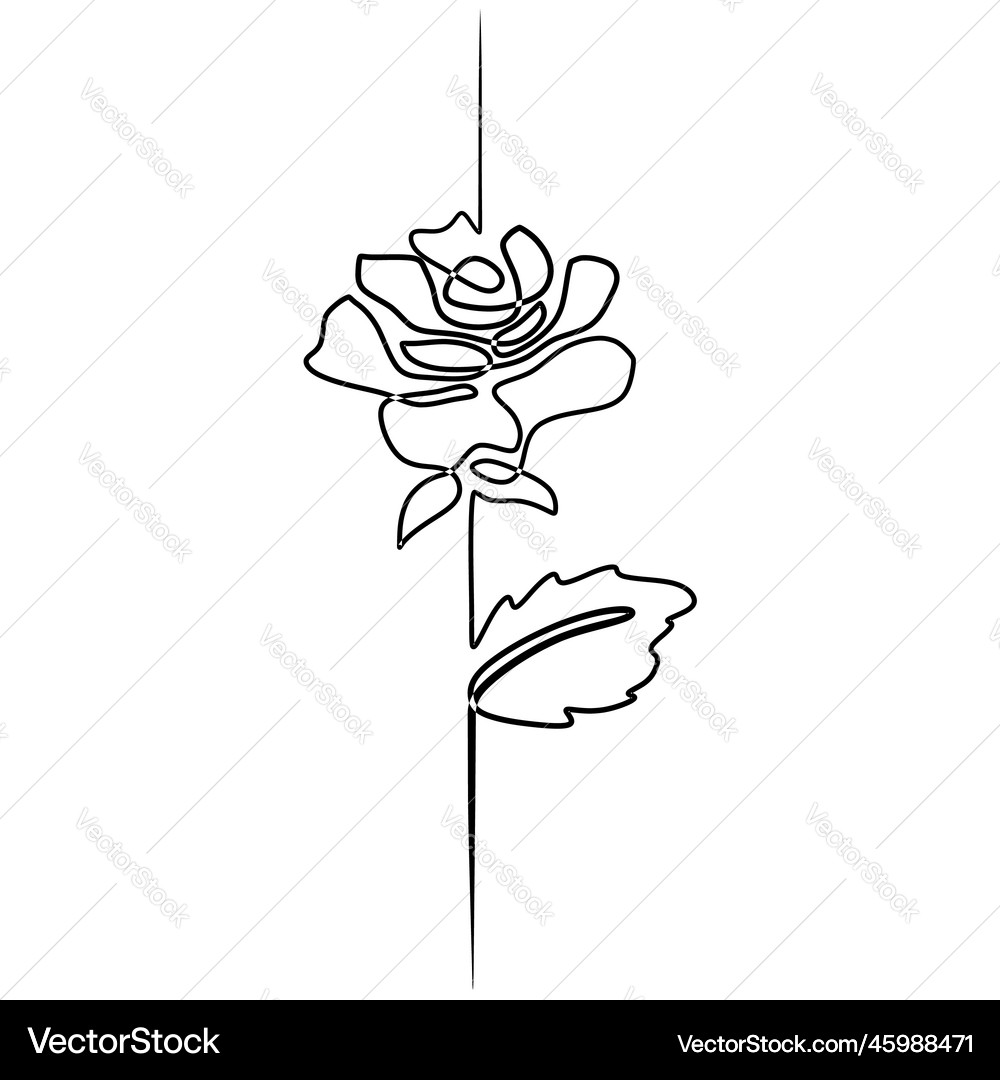 One line rose design hand drawn minimalism style Vector Image