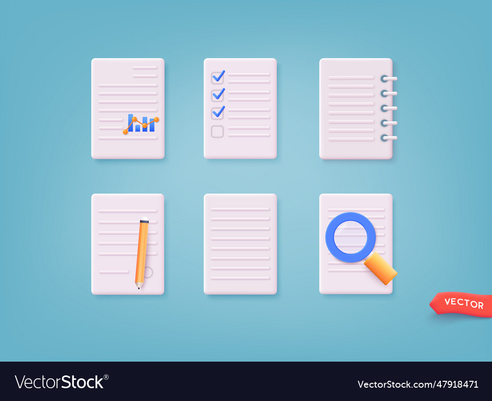 Realistic documents icon work documentation files Vector Image