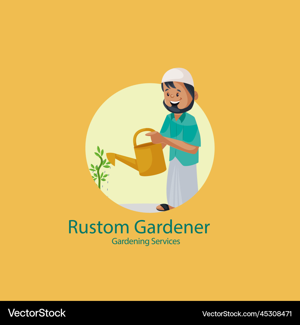 Rustom gardener gardening services logo Royalty Free Vector