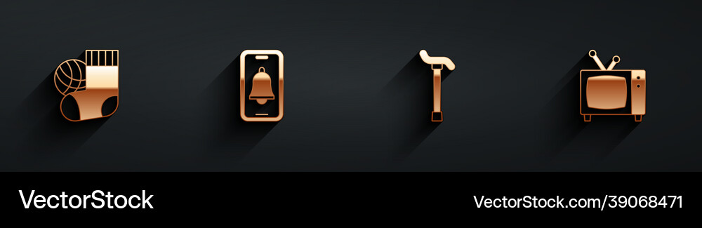 Set socks emergency phone call walking stick Vector Image