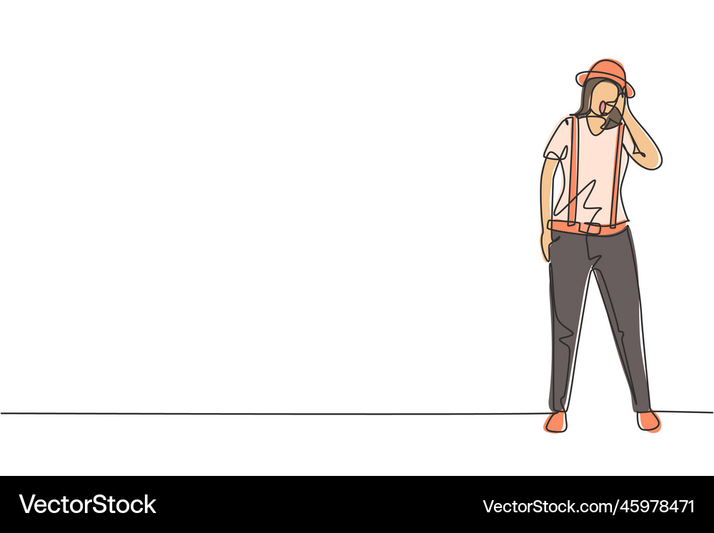 Single continuous line drawing female mime artist Vector Image
