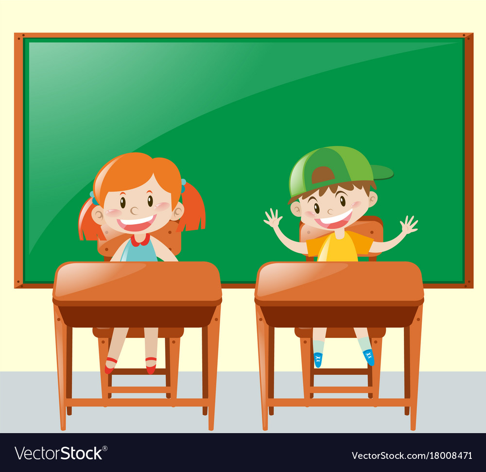 Two students in the classroom Royalty Free Vector Image