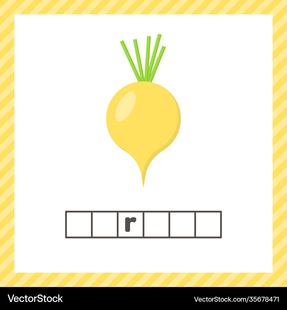 Vegetable turnip educational logic worksheet Vector Image